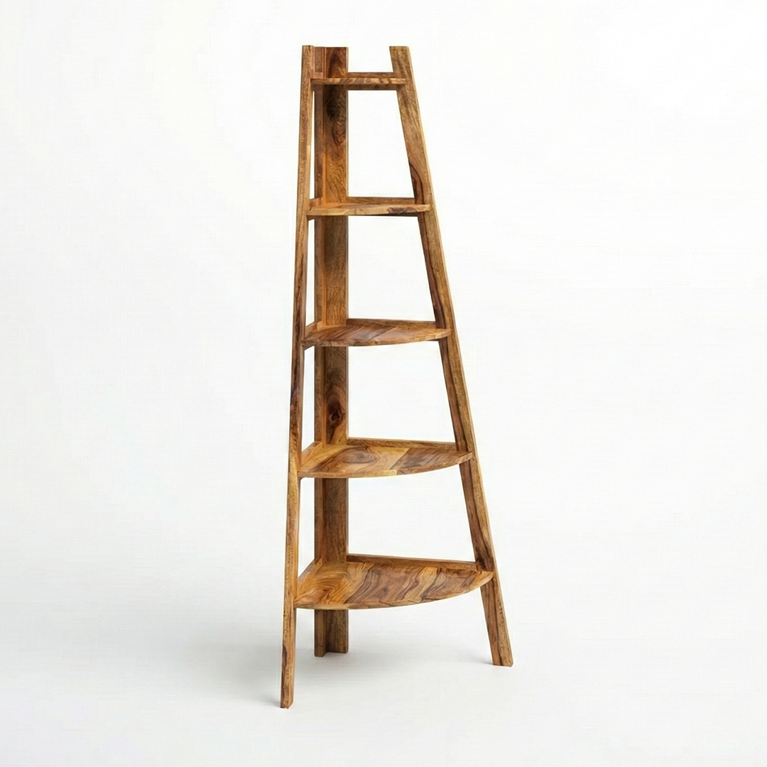 The Helix Corner Bookshelf - Space Saving Ladder Unit – Ranthari Living